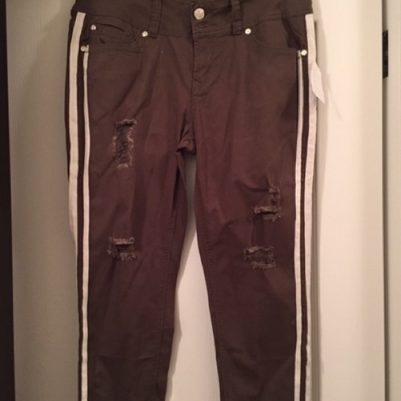 Wallflower | Jeans | Nwt Green Ripped Jeans With Stripe | Poshmark